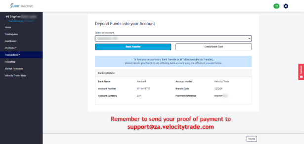 Depositing Funds into your Velocity Trade Account – /Blog